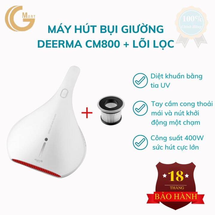 Máy hút bụi giường cầm tay diệt khuẩn UV Xiaomi Deerma CM800 + Tặng kèm lõi lọc | Lazada.vn