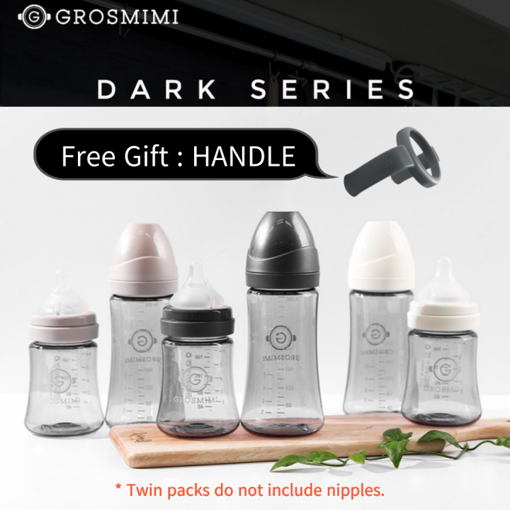 [Korea]🇰🇷AUTHENTIC Grosmimi Feeding Bottle Wide NECK PPSU, BPA Free 200ml 300ml Dark series teat ...