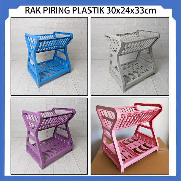 Rak Piring Plastik 2 Susun Mini Kitchen Rack Dapur Pengering Serbaguna ...