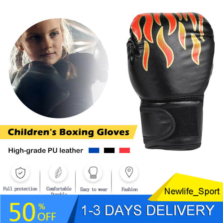 Kids Sanda Boxing Gloves for 3-12 YRS MMA Professional Flame Mesh ...