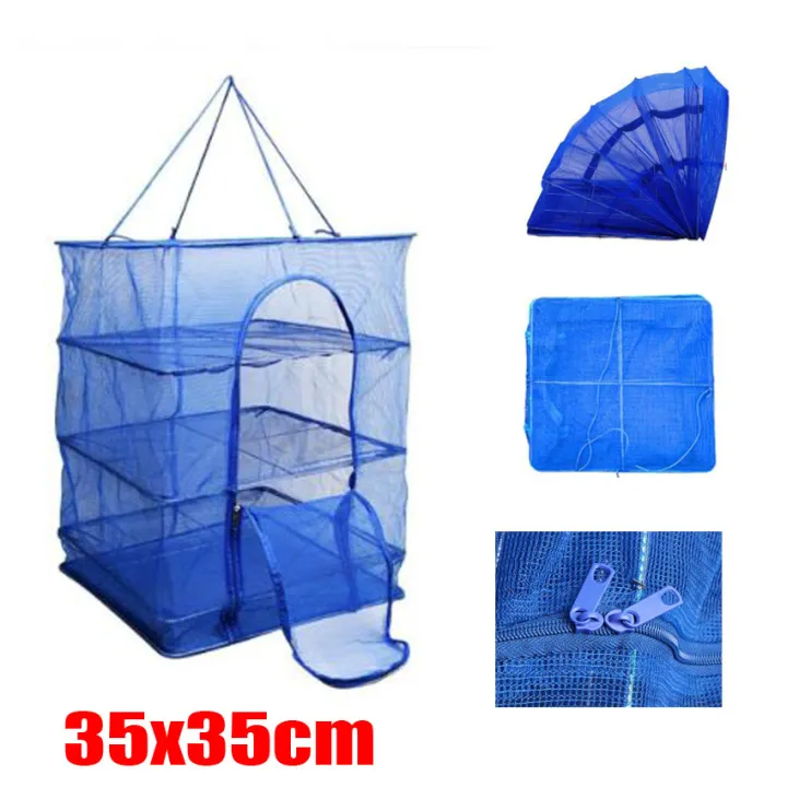 NET001- Portable Fish Drying Net 3 layers Drying Rack Folding Net ...