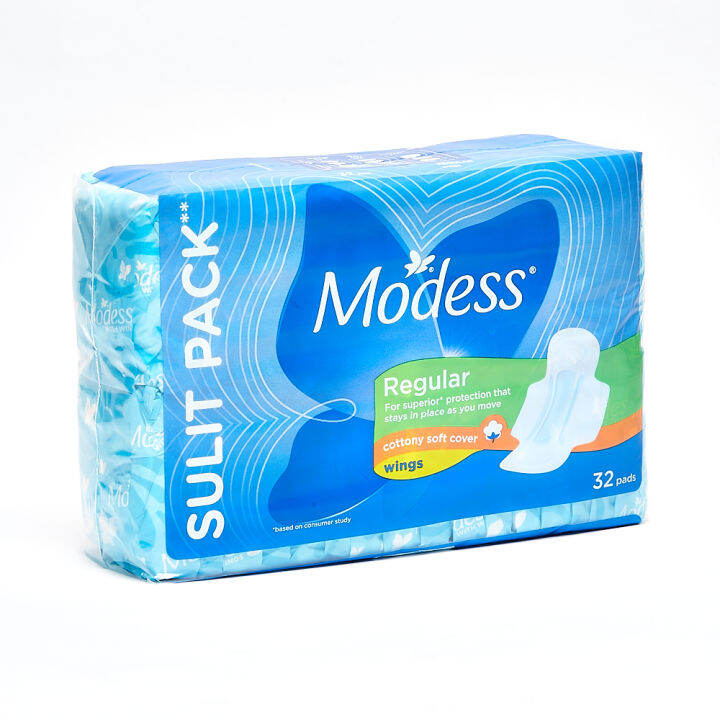 Modess Regular Cottony Soft With Wings 32 Pads | Lazada PH