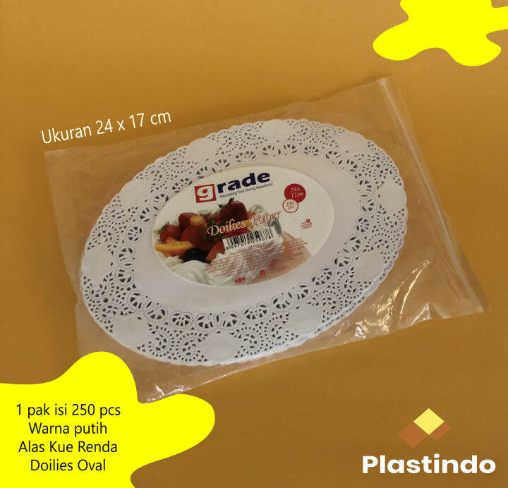 Kertas Alas Renda Kue Doilies Paper 24 x 17 cm Oval Warna Putih ...