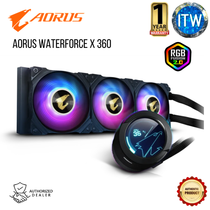 GIGABYTE AORUS WATERFORCE X 360, All-in-one Liquid Cooler with Circular ...