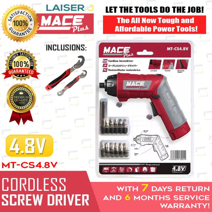 Mace Plus Cordless Screwdriver 4.8V MT-CS4.8VP (BLISTER) Screw Gun with ...