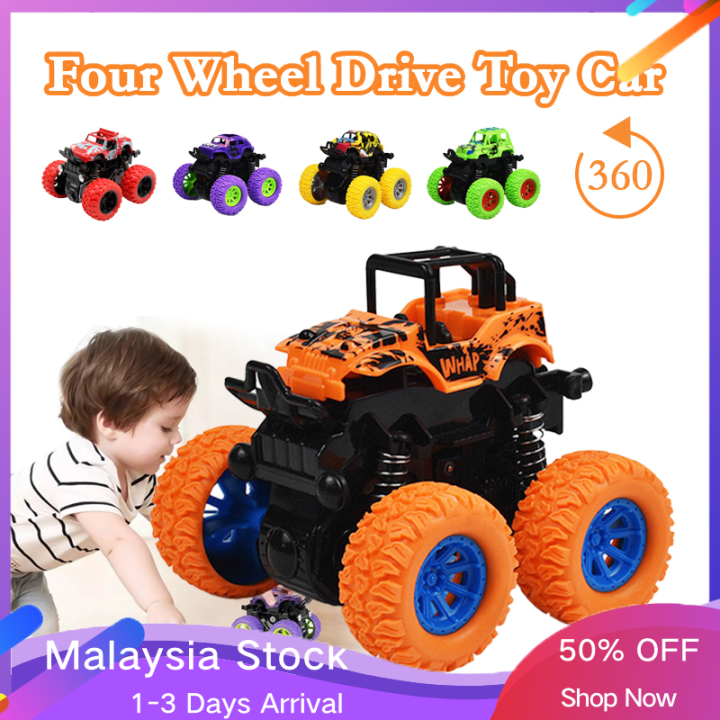 Mini Inertial Car Stunt Car Big Wheel Truck Inertia Push Friction Car 4 ...