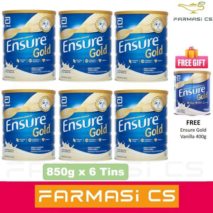 Abbott Ensure Gold Vanilla 850g x 6 tins EXP:05/2024 FREE 1 Tin Ensure Gold Vanilla 400g ...