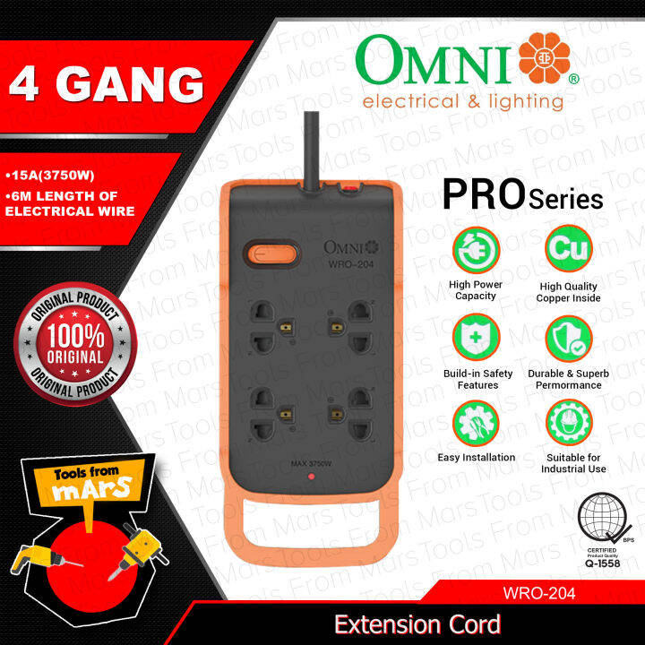 OMNI Pro Series Extension Cord 4-Gang with Led Indicator Light ...