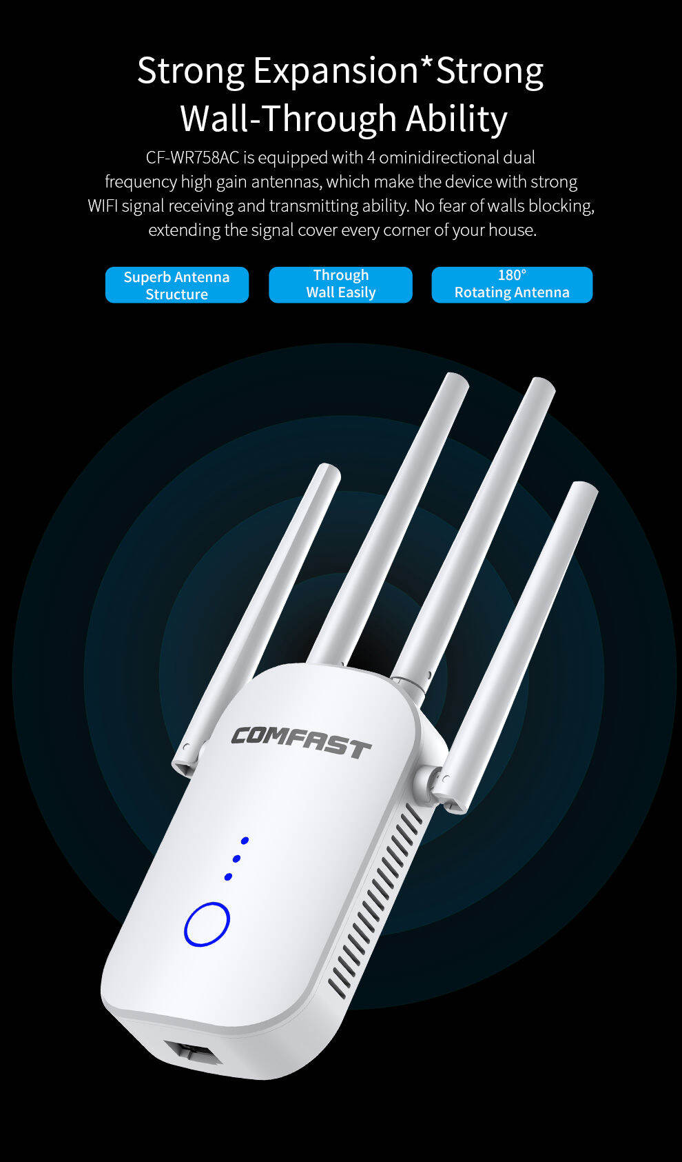 [COD]Comfast WiFi Range Extender 1200Mbps 2.4 & 5GHz Dual Band Network ...