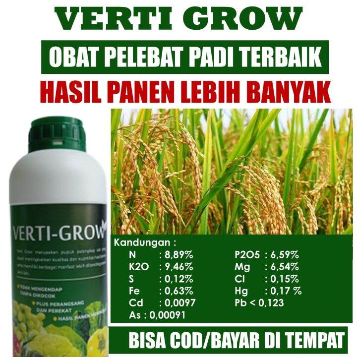Obat Pelebat Padi VERTI GROW 500 ML - Pupuk NPK Cair Melebatkan Padi Lebih Cepat Panen dan Panen ...