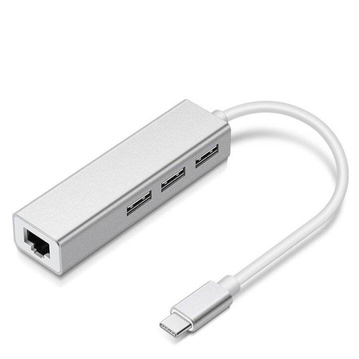 TYPE C Ethernet with 3 Port USB HUB 2.0 RJ45 Lan Network Card USB To ...