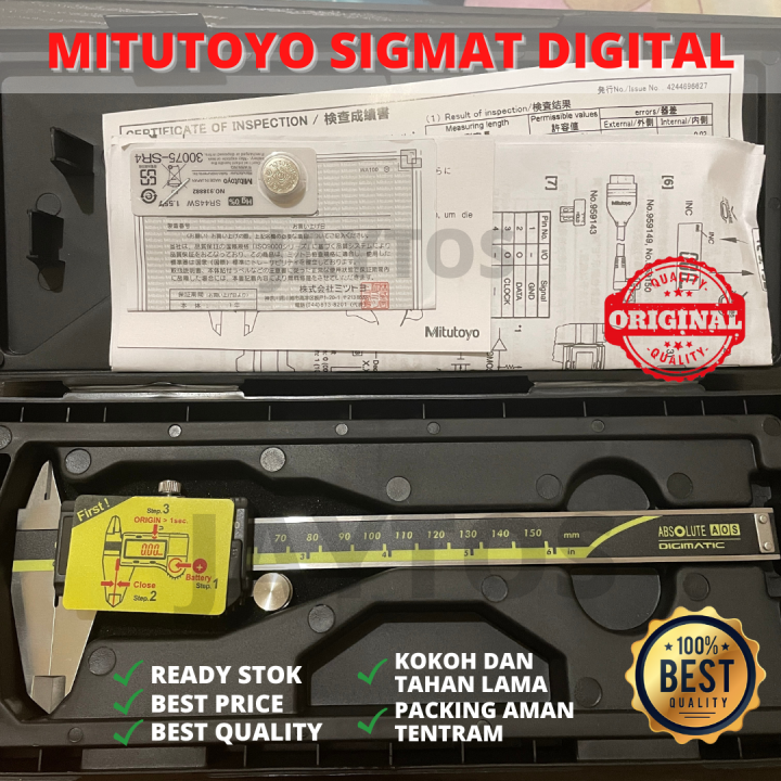 MITUTOYO SIGMAT DIGITAL / JANGKA SORONG DIGITAL / DIGITAL CALIPER / SKETMAT MITUTOYO 6" 150 MM ...