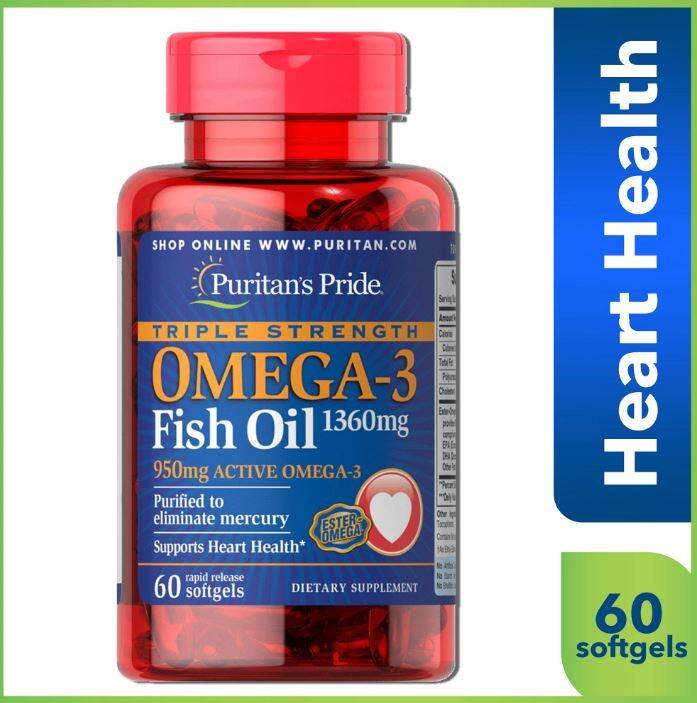 PURITANS PRIDE Fish Oil Omega 3 1360mg Triple Strength 60 Softgels | Lazada PH