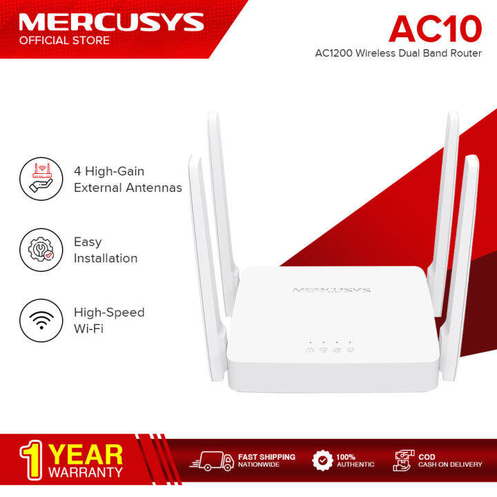 Mercusys AC10 AC1200 Wireless Dual Band Router High-Speed Wi-Fi Multi ...