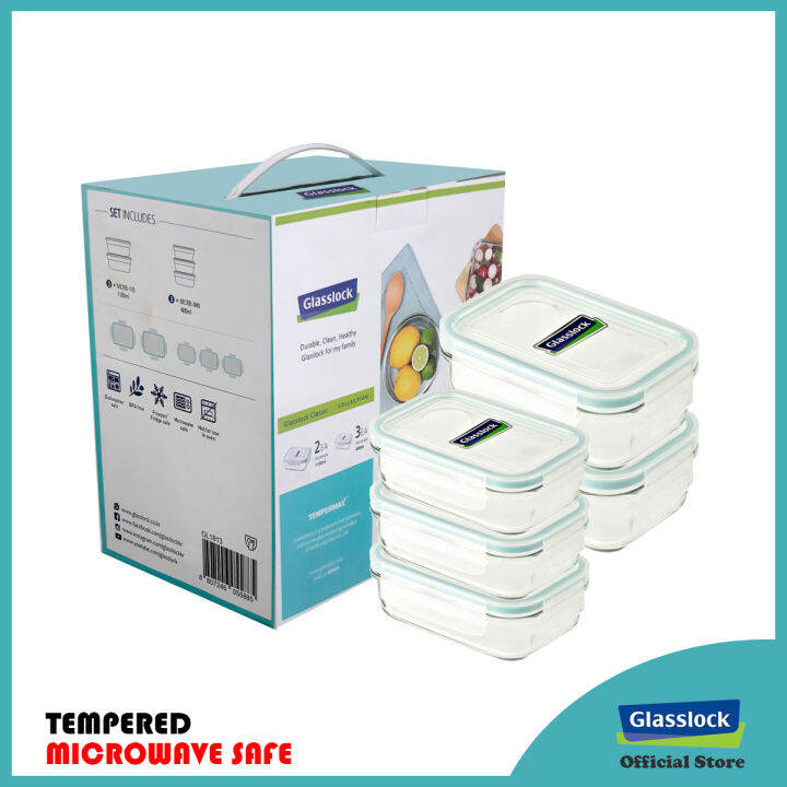 Glasslock Rectangle Type Glass Food Container, 5-piece Set | Lazada PH