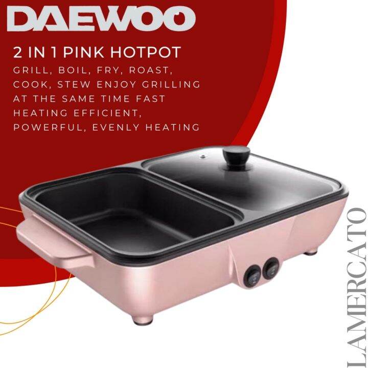 (BEST SELLER) DAEWOO 2in1 Mini Electric Grill Pan Korean Samgyupsal BBQ ...
