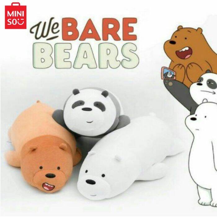 Miniso We Bare Bears - Lying Plush Toy - Grizzly Panda Ice Bear | Lazada PH