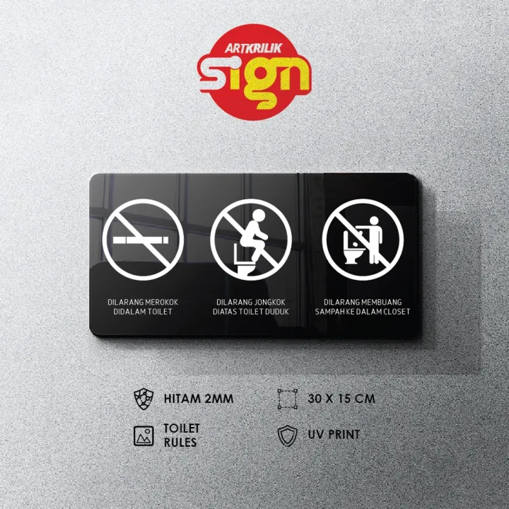 SIGN AKRILIK 30x15 LARANGAN TOILET PRINTED | ACRYLIC SIGNAGE TOILET ...