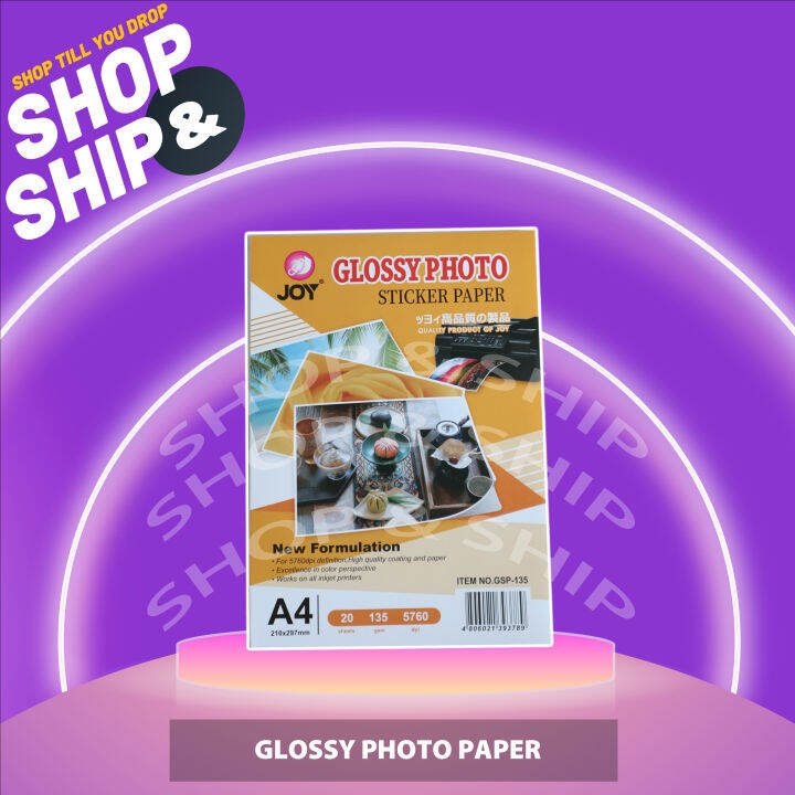 [SHOP 'N SHIP] JOY Glossy Photo Sticker Paper a4 20 pieces | Lazada PH