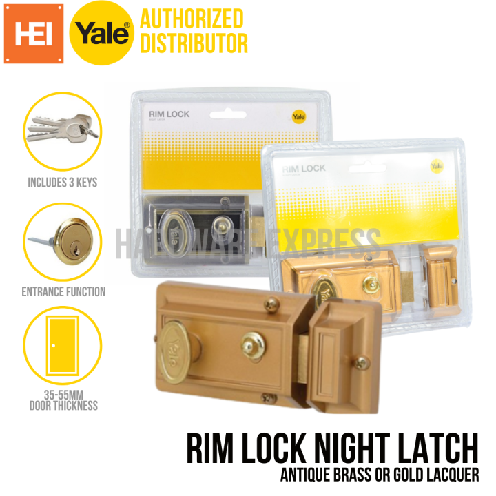 Yale Door Rim Lock Night Latch Entrance V78 (Antique Brass or Gold ...