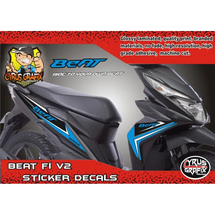 sticker decals motorcycle HONDA BEAT FI V2 STOCK 3 DECALS | Lazada PH