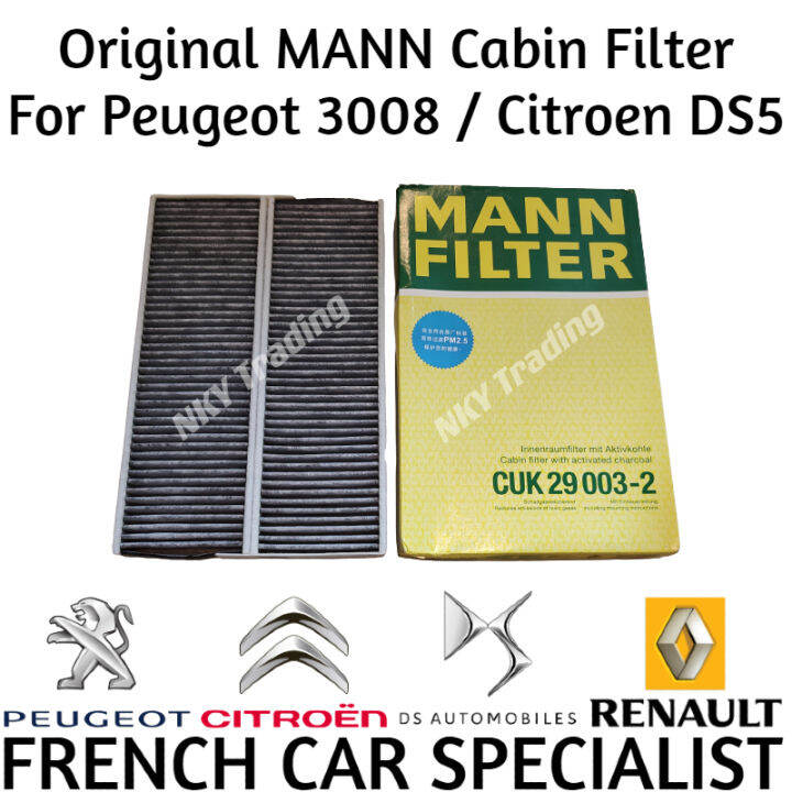 Original MANN-FILTER Cabin Filter with Activated Charcoal for Peugeot 3008 / Citroen DS5 / C4 ...