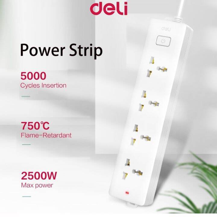 Deli Power Extension Socket Universal Cord Plug Household Strip E18337 ...