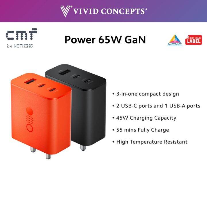 CMF by Nothing Power 65W GaN | 45W Charging Capacity | High Temperature Resistant | Lazada