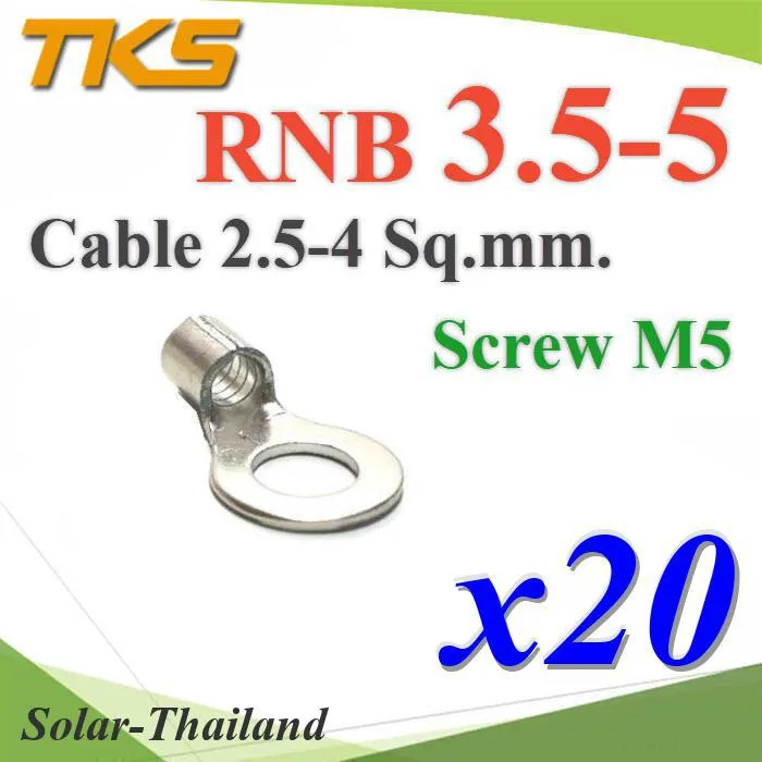 หางปลากลมเปลือย RNB 3.5-5 ทองแดงชุบ TKS Terminal สายไฟ 4 Sq.mm. สกรู M5 ...