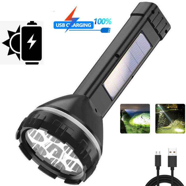 USB/Solar Charging LED Outdoor Torch with COB Side Light Waterproof ...