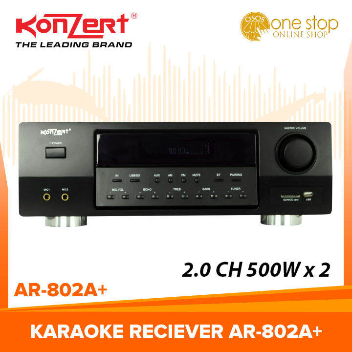 Konzert Original 2.0 Ch 1000 Watts Karaoke Amplifier with USB/SD/AM/FM/AUX/MIC Input AR-802A+ AR ...