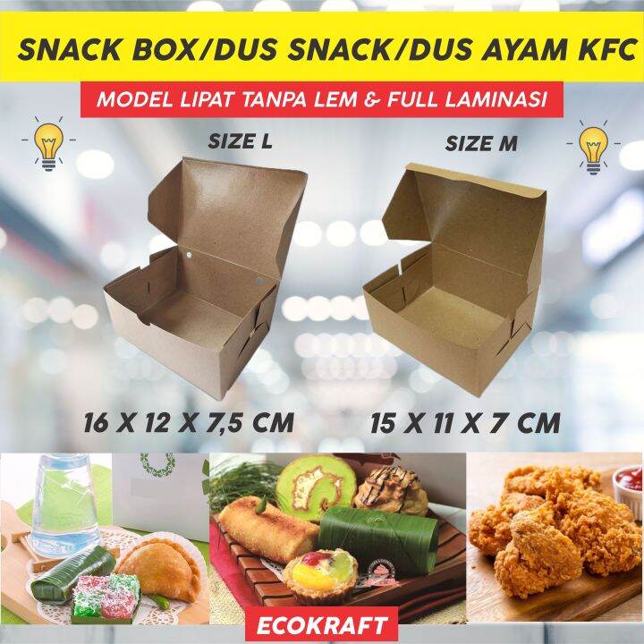 SNACK BOX / DUS SNACK / DUS NASI AYAM KFC / KUE /PAPER LUNCH BOX KRAFT /KOTAK MAKAN KERTAS ...