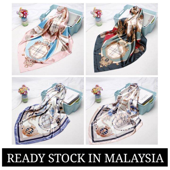 90cm x 90cm Tudung Bawal Pattern Hijab Satin Bawal Pattern Printed ...
