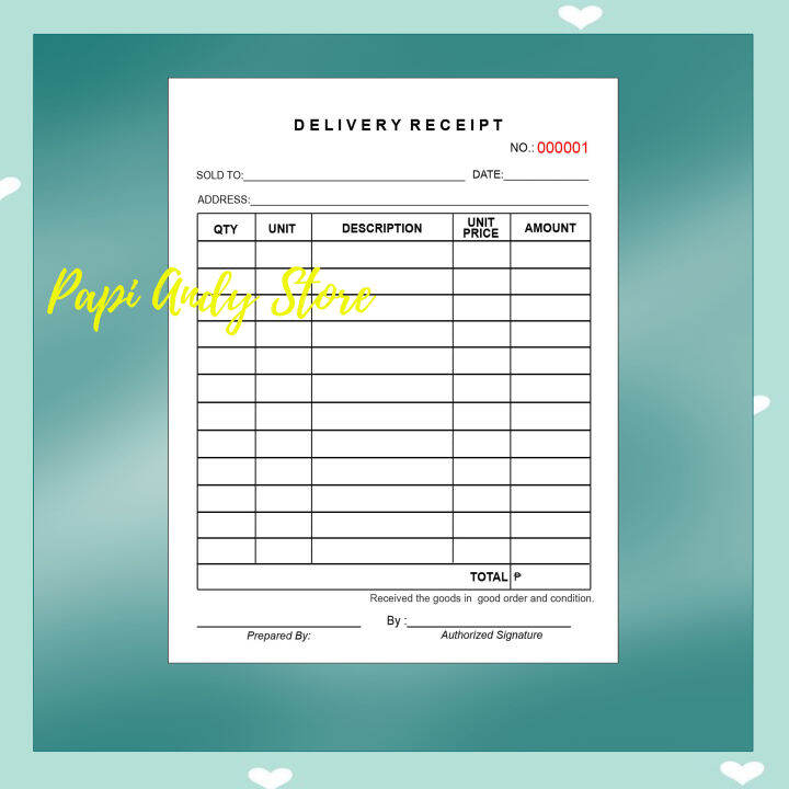 GENERIC DELIVERY RECEIPT CARBONIZED AND NON CARBONIZED | Lazada PH