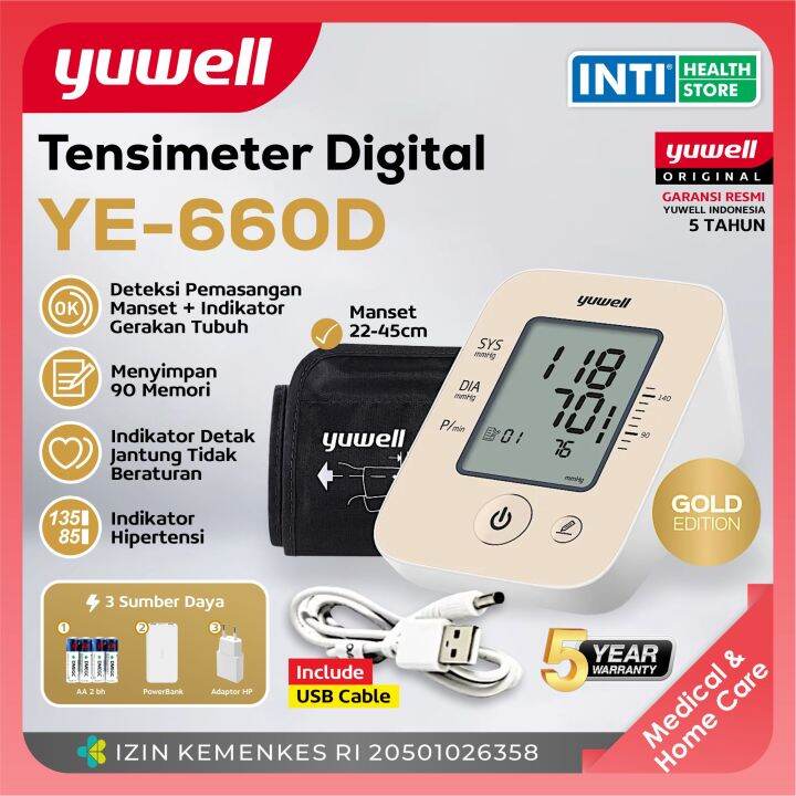Yuwell | Tensimeter Digital YE-660D GOLD | Blood Pressure Monitor | Lazada Indonesia