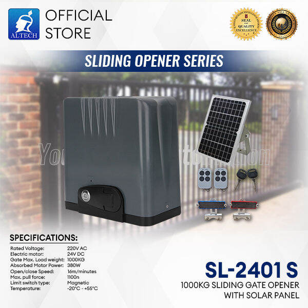 ALTECH 1000KG Sliding Gate Opener with Built-in Battery Powered by ...