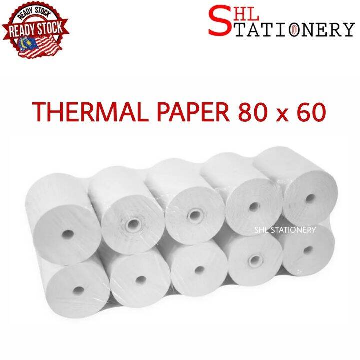 Thermal Paper 80x60 (10 Rolls) / Cashier Roll / Thermal Receipt Paper ...