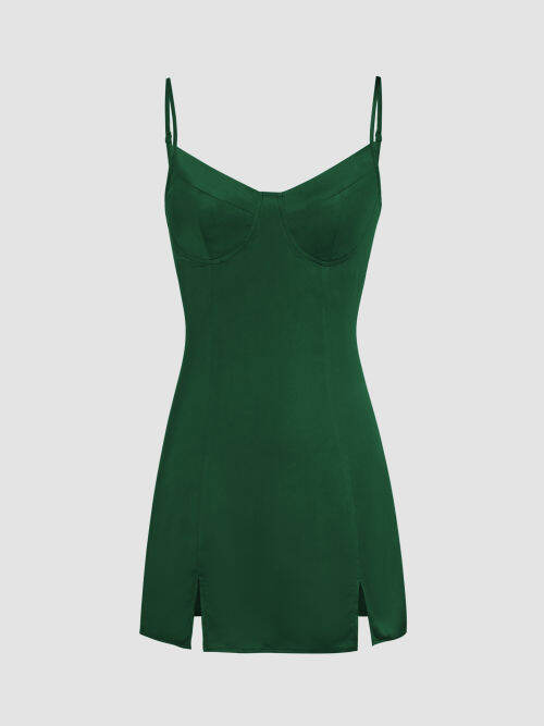 Cider Solid Sweetheart Split Mini Dress | Lazada.co.th