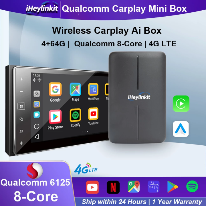 iHeylinkit Wireless CarPlay Ai Box Android Auto Qualcomm snapdragon ...