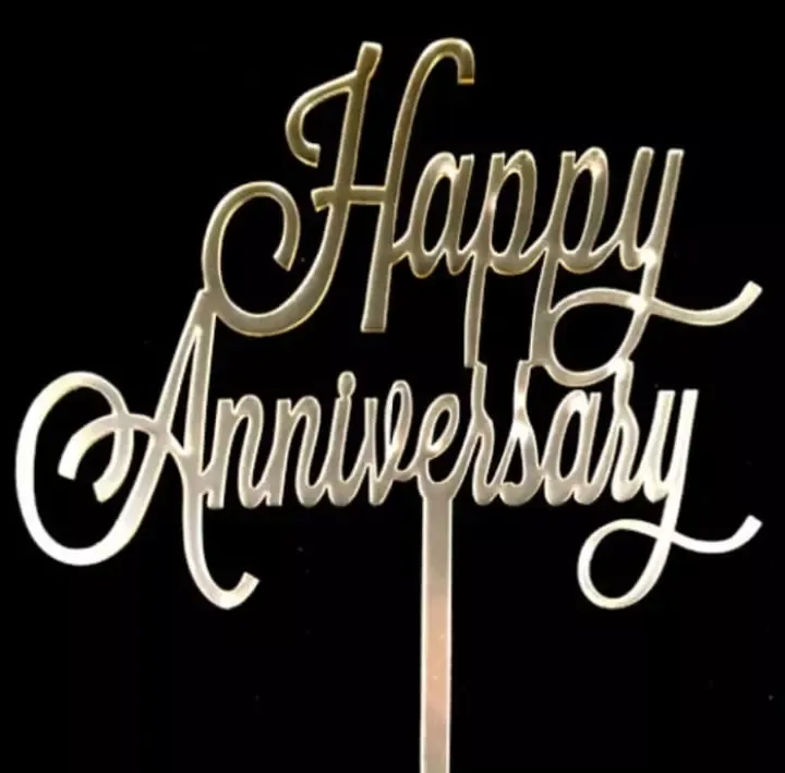 Happy Anniversary Acrylic Cake Topper Gold Black Silver And Rose