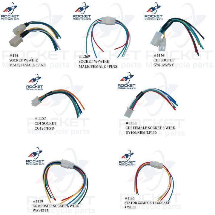 Motorcycle Parts CDI Socket Set 4PINS/5PINS/WAVE125/CG125/FXD and many ...