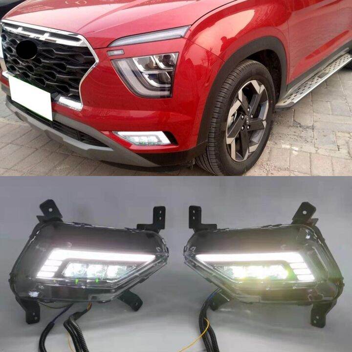 1Set Car DRL LED Daytime Running Light Fog Lamp With Yellow Turn Signal For Hyundai Creta IX25 ...