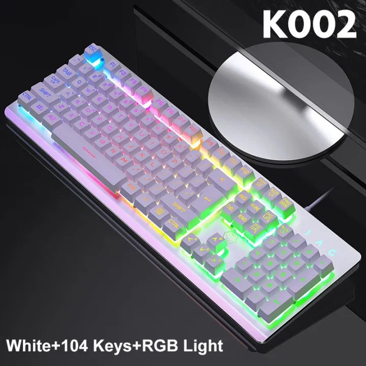 【15 Light Modes】 K002 104 Keys LED Mechanical Keyboard Red Switch Wired ...