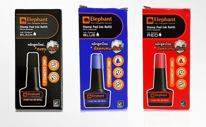 หมึกเติมแท่นประทับตรายาง ตราช้าง 30ml ELEPHANT Stamp Pad Ink Refill ...