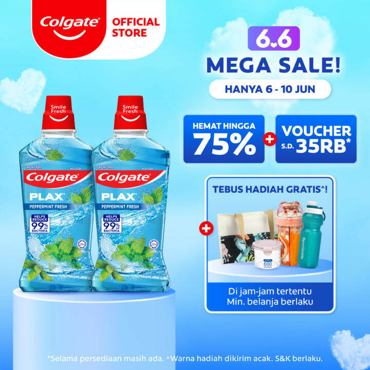 Colgate Plax Peppermint Mouthwash/Obat Kumur Anti Bakteri 750 ml x 2 ...