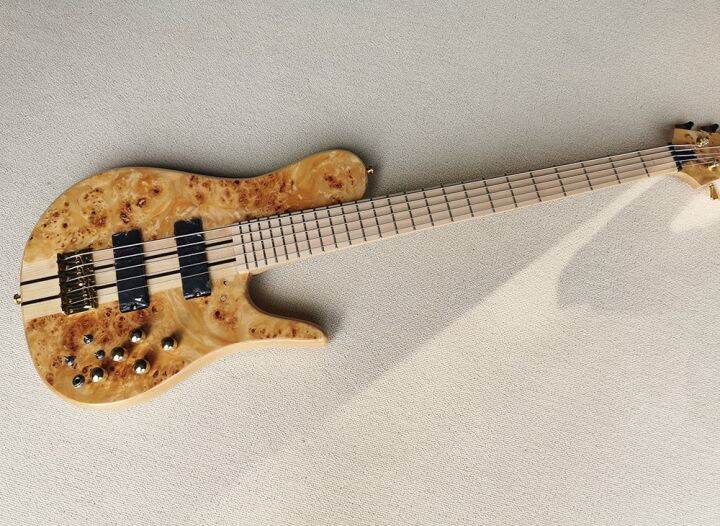 Factory Outlet-5 Strings Natural Wood Color Neck-Thru-Body Electric ...