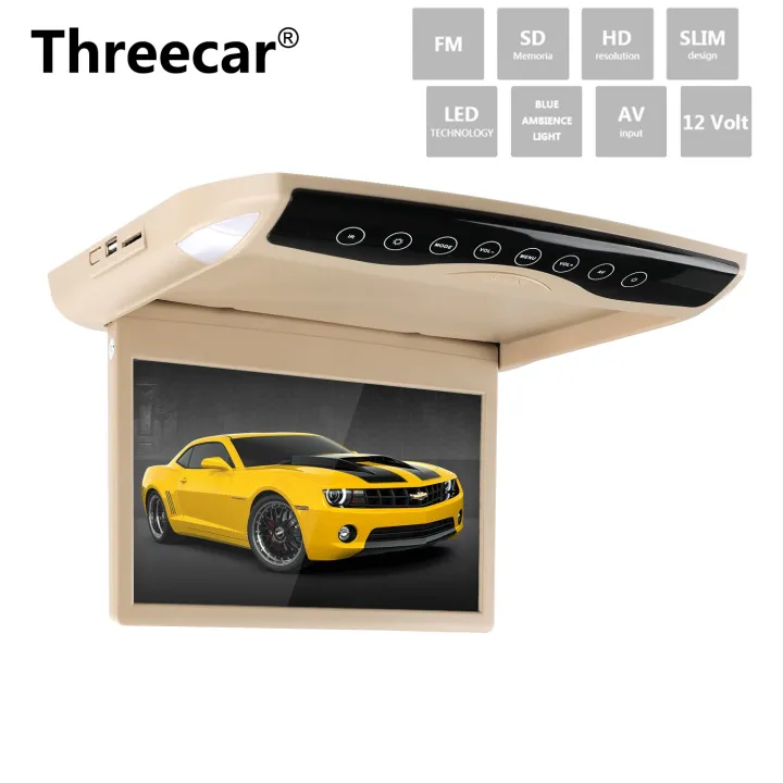 Ultra Thin 1080P 10.4'' Car Monitor Roof Ceiling Mount Flip Down TFT ...