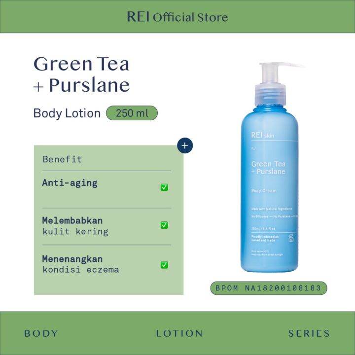 REI Skin Green Tea + Purslane Body Cream 250 ml | Lazada Indonesia