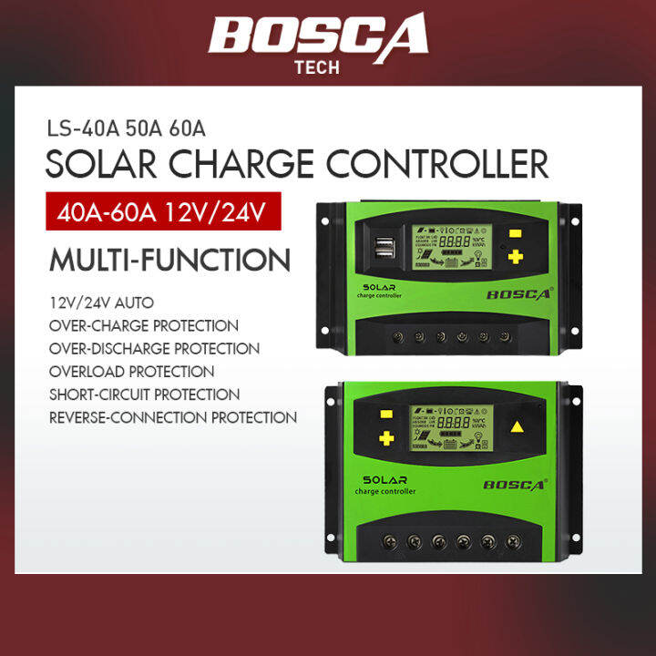 BOSCA Solar Charge Controller 12v 24v AUTO Multi-function Solar ...