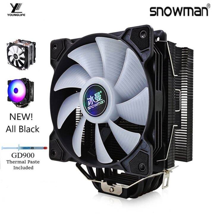 【COD】 Snowman CPU Air Cooler 4Pin Tower Radiator 6Heat Pipe for Intel ...